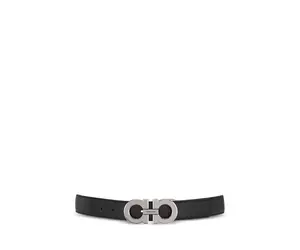 FERRAGAMO Double Gancini Reversible Leather Belt - Nero