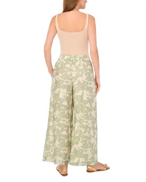 Vince Camuto Printed Drawstring Wide Leg Pants - Eucalyptus