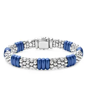 Lagos Lagos 18k Yellow Gold & Sterling Silver Ultramarine Ceramic Bracelet Blue/silver