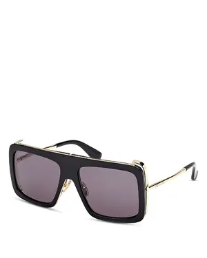 Max Mara Jean Rectangle Sunglasses, 57mm - Black/smoke