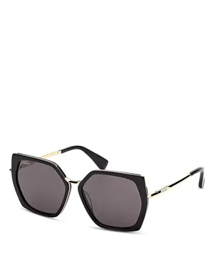 Max Mara Geometric Sunglasses, 56mm - Black/smoke