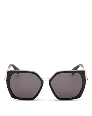 Max Mara Geometric Sunglasses, 56mm - Black/smoke