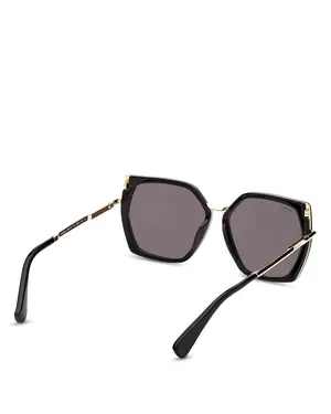 Max Mara Geometric Sunglasses, 56mm - Black/smoke