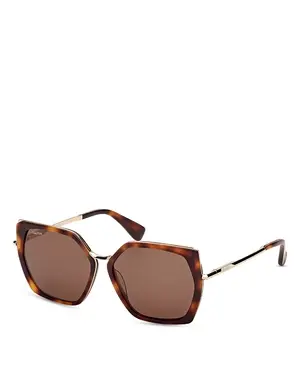 Max Mara Max Mara Geometric Sunglasses, 56mm Havana/brown
