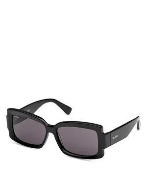 Max Mara Lee Rectangle Sunglasses, 57mm - Black/smoke