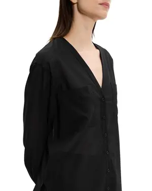 Theory Oversized Collarless Shirt