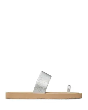 Tory Burch Toe Ring Flip Flop Sandals - Silver