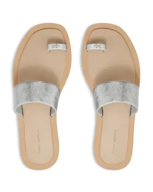 Tory Burch Toe Ring Flip Flop Sandals - Silver