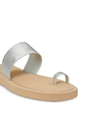 Tory Burch Toe Ring Flip Flop Sandals - Silver