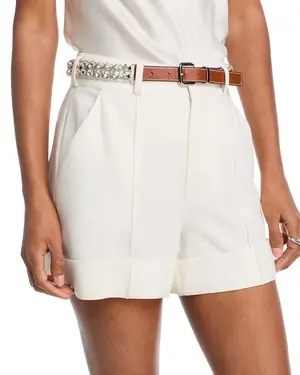 Cinq À Sept Rhinestone Belted Shorts - Ivory