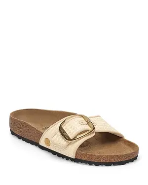 BIRKENSTOCK Madrid Big Buckle Raffia Sandals Beige