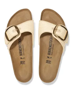 BIRKENSTOCK Madrid Big Buckle Raffia Sandals - Beige