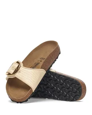BIRKENSTOCK Madrid Big Buckle Raffia Sandals - Beige