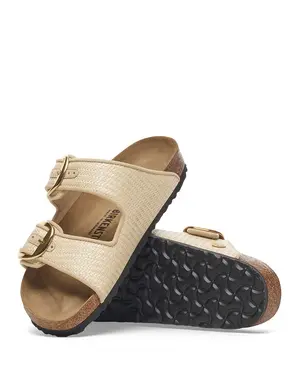 BIRKENSTOCK Arizona Big Buckle Raffia Sandals - Beige
