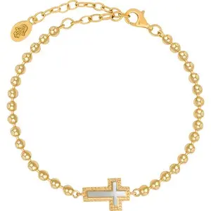KARMA AND LUCK Mother Of Pearl Cross Charm Bracelet - Gold