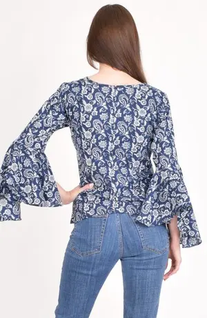RAAS Emilia Paisley Print Cotton Top