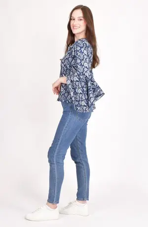 RAAS Emilia Paisley Print Cotton Top