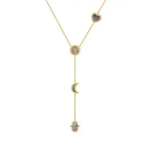 KARMA AND LUCK Multi-symbol Mother Of Pearl Necklace - Gold/grey