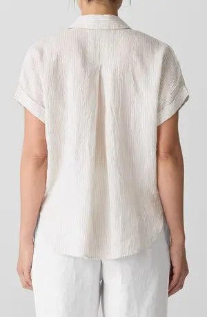 Eileen Fisher Notched Collar Organic Linen Top