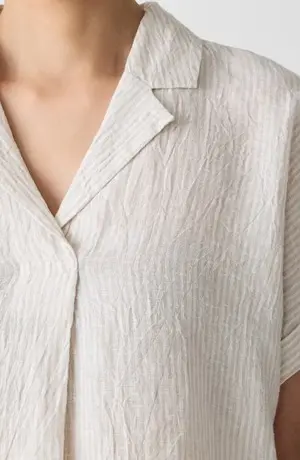 Eileen Fisher Notched Collar Organic Linen Top