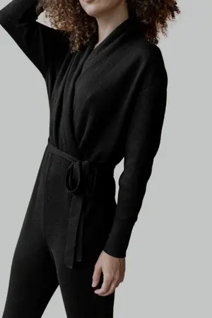 SSKEIN Wrap Neck Jumpsuit - Black