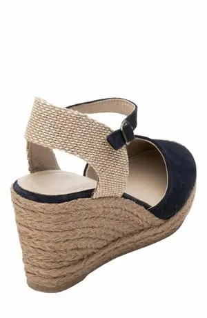 FOREVER & ALWAYS SHOES Sinta Platform Espadrille Sandals - Navy Suede Leather