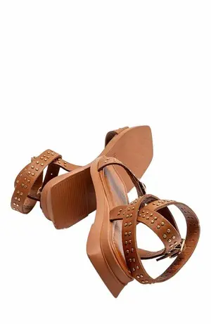 FOREVER & ALWAYS SHOES Carril Leather Sandal - Cognac Brown Leather