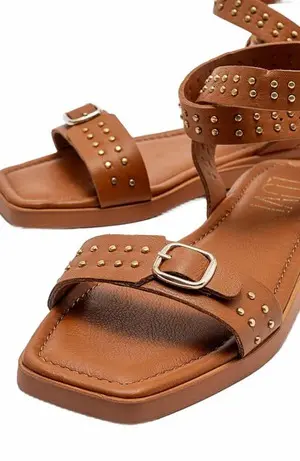 FOREVER & ALWAYS SHOES Carril Leather Sandal - Cognac Brown Leather