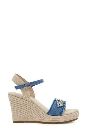Anne Klein Wilton Platform Wedge Sandal - Denim/ Crystal