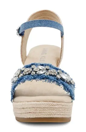 Anne Klein Wilton Platform Wedge Sandal - Denim/ Crystal
