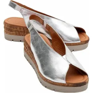 FOREVER & ALWAYS SHOES Blom Leather Platform Sandal Silver Leather