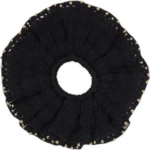 Sandro Beaded Crochet Scrunchie - Black