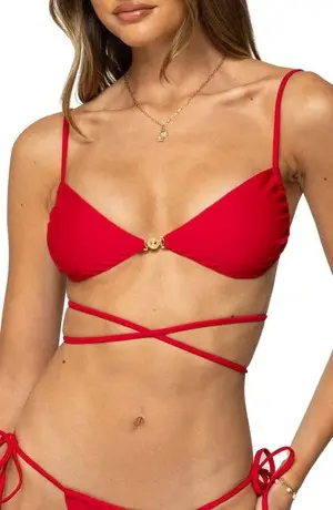 EDIKTED Buffie Wrap Bikini Top - Red