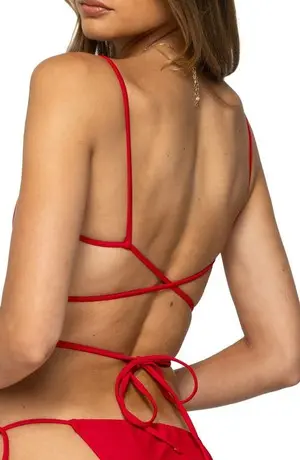 EDIKTED Buffie Wrap Bikini Top - Red