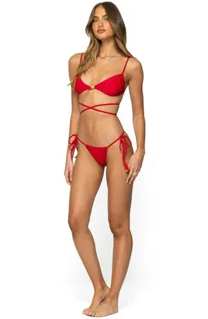 EDIKTED Buffie Wrap Bikini Top - Red