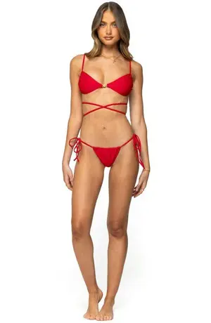 EDIKTED Buffie Wrap Bikini Top - Red