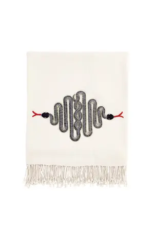 Jonathan Adler Snake Embellished Throw Blanket - Off-white/black