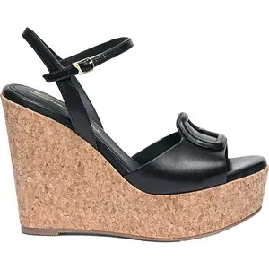 Santoni Leather Wedge - Black