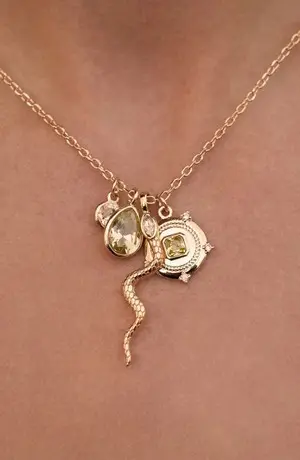 Ettika Serpent Radiance Charm Necklace - Peridot