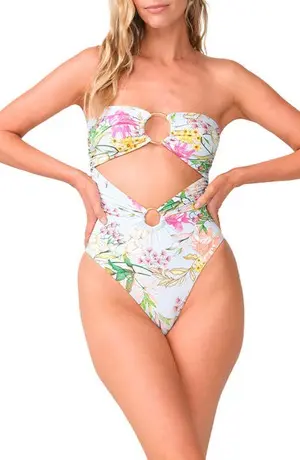PQ Ring Strapless One-piece Swimsuit - Floret