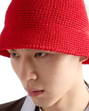 Prada Crochet Bucket Hat - Red