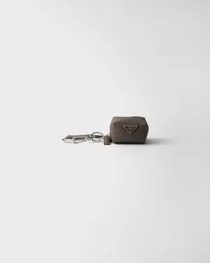 Prada Leather Keychain Charm Bamboo Gray