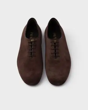 Prada Suede Laced Shoes - Dark Brown