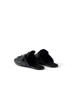 Prada Shuffle Antiqued Leather Mules - Black