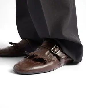 Prada Shuffle Antiqued Leather Mules - Brown
