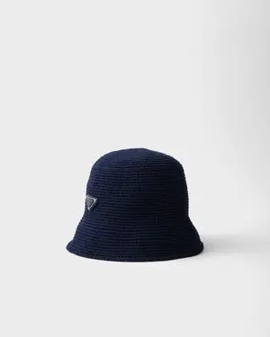 Prada Crochet Bucket Hat - Navy
