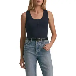 FAVORITE DAUGHTER The Rib Henley Tank - Navy
