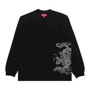 Supreme Dragon Embroidered Long-sleeve Top - Black
