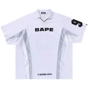 A BATHING APE Multi Logo Relaxed Fit Soccer Jersey - White