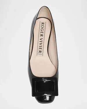 ROGER VIVIER Roundy Patent Buckle Ballerina Pumps - Nero